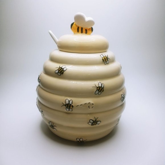 GANZ | Dining | Ceramic Honey Pot Bee Hive Honey Jar With Spoon | Poshmark